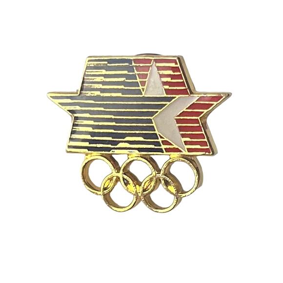 Unmarked | Jewelry | Vintage 984 Los Angeles Olympics Pin With Red Blue ...